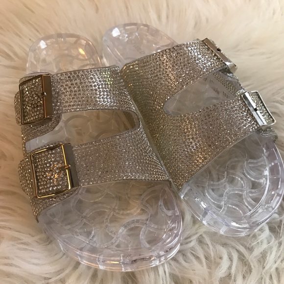 Boutique | Shoes | Rhinestone Clear Jelly Footbed Sandals | Poshmark